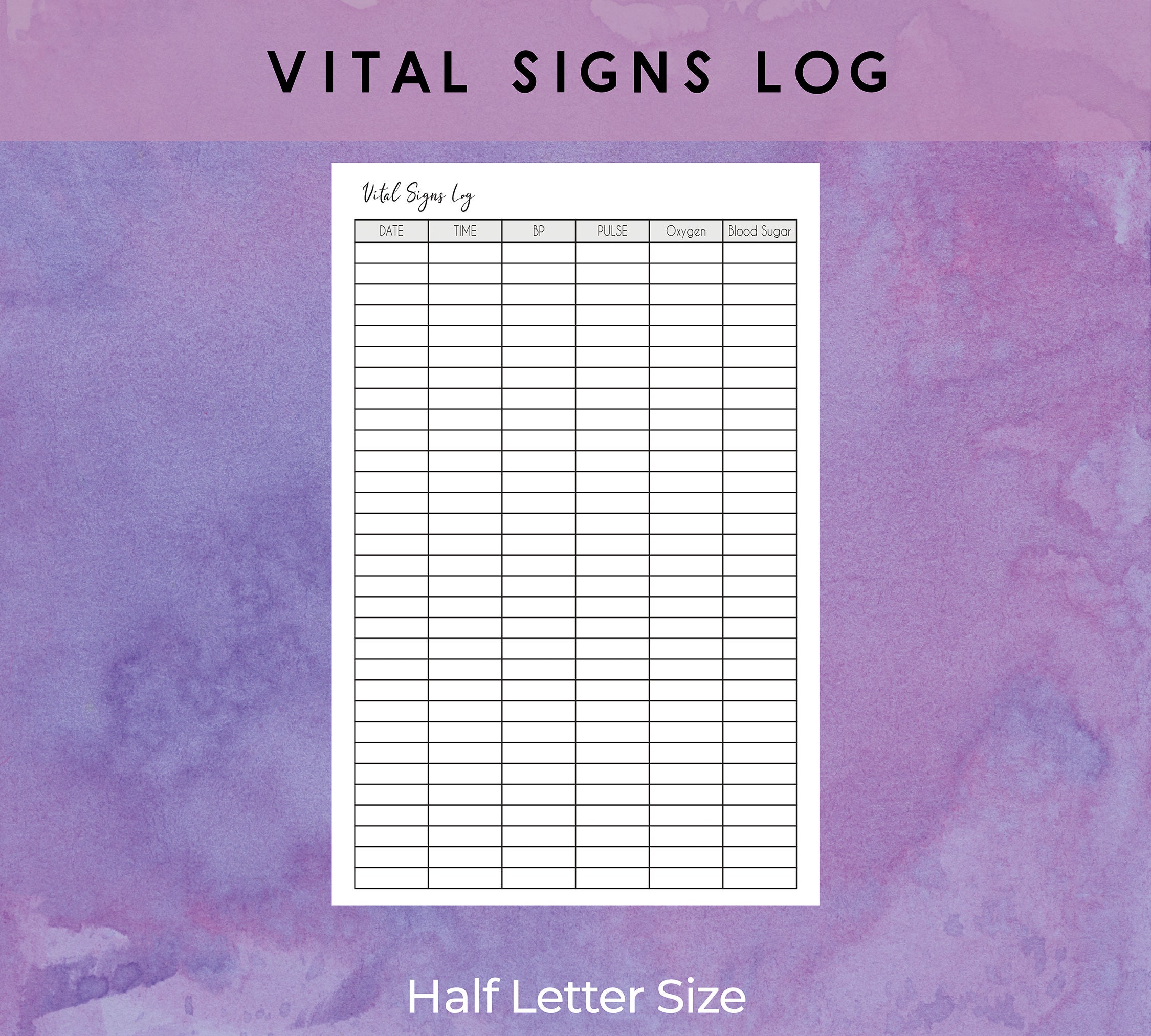 Vital Signs Log : Tracking Heart Rate, Blood Sugar, Blood Pressure ...