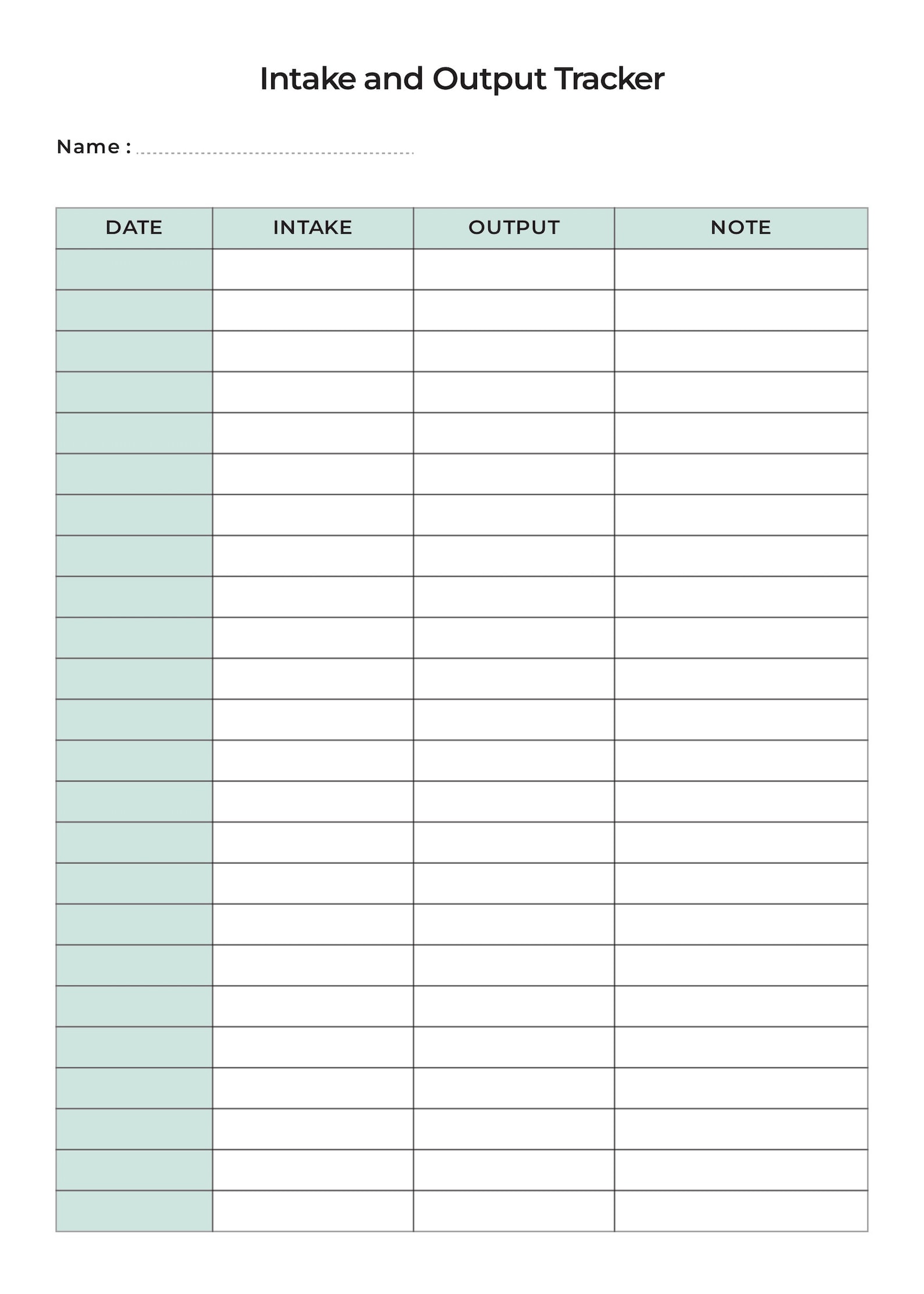 Fluids Intake and Output Tracker, Medical Binder Insert (digital ...