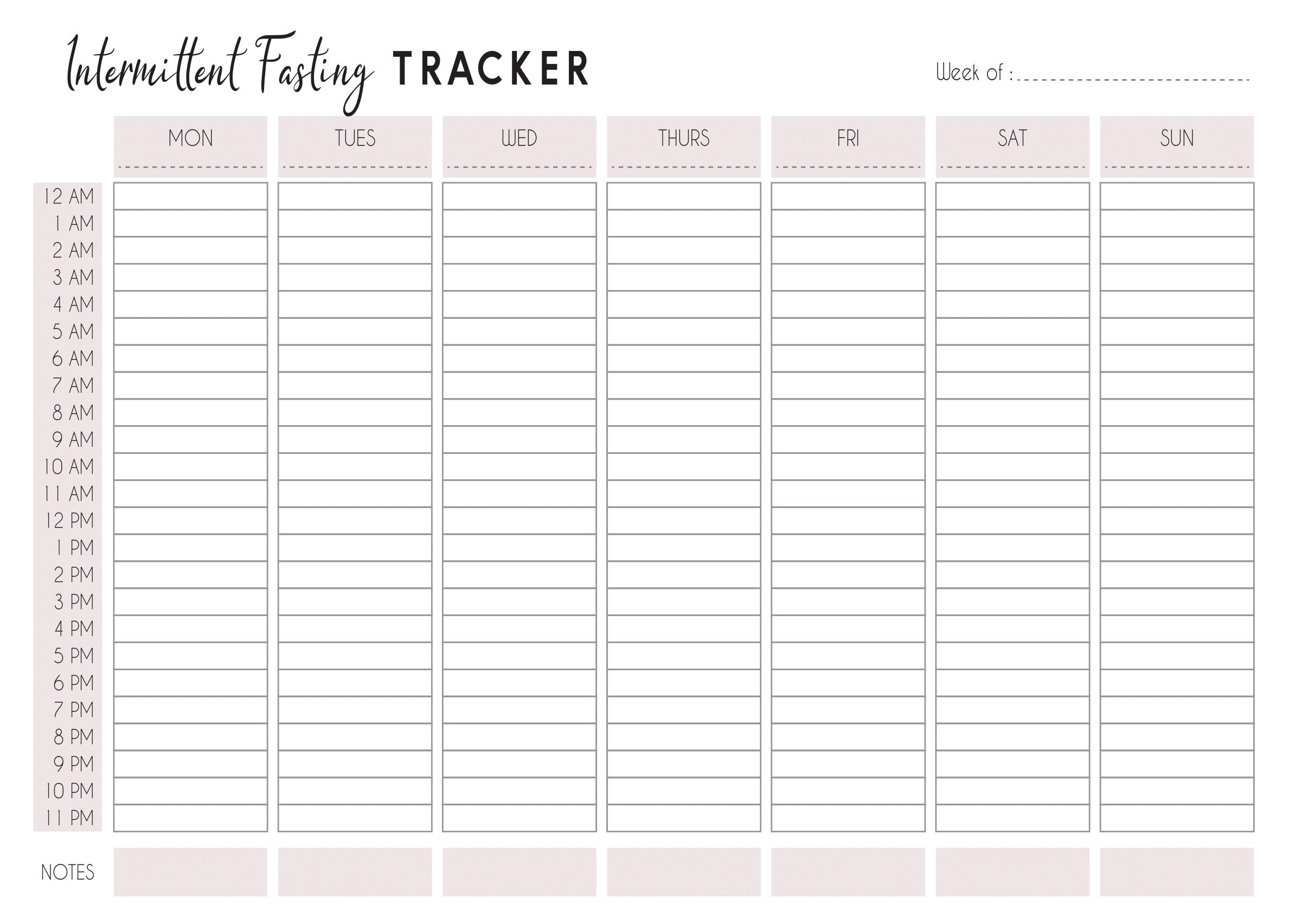 Intermittent Fasting Tracker Intermittent Fasting Chart - Etsy