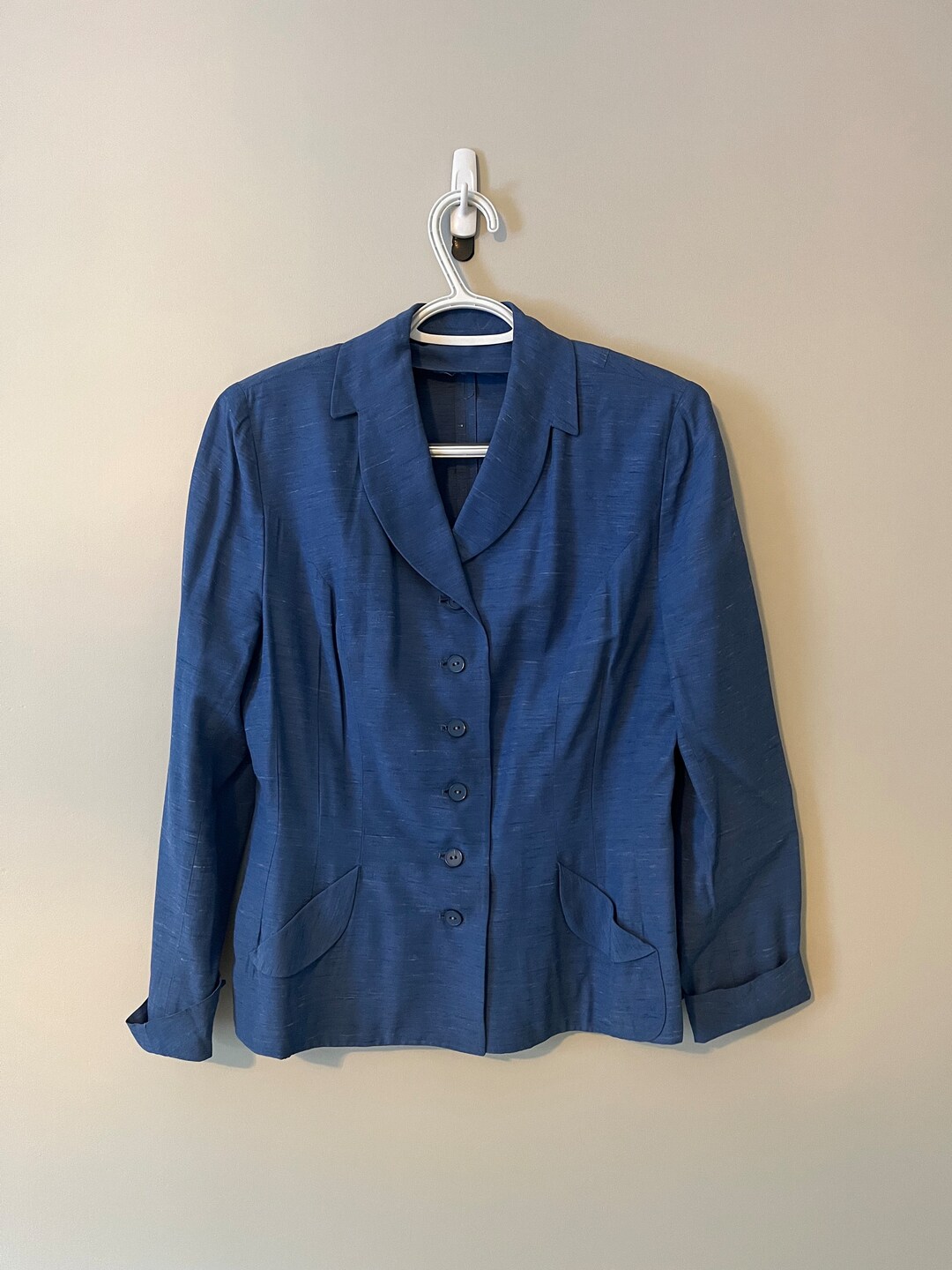 Vintage 1950s Suit Heathered Cornflower Blue Slubbed Rayon Early 50s ...