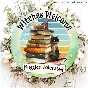Witches Welcome Sign, Metal Wreath Signs for Halloween, Wiccan Decor ...
