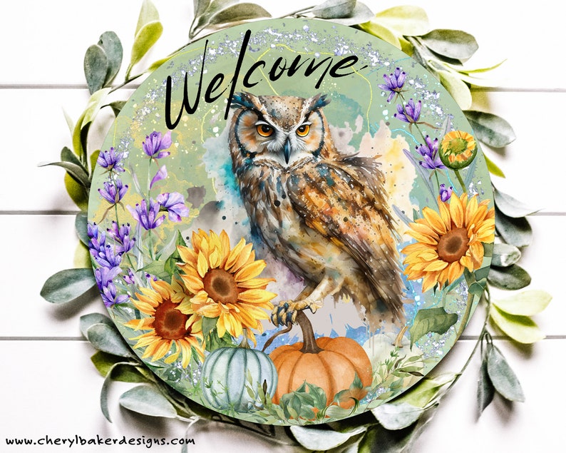 Owl Welcome Sign Owls Door Hanger Owl Wreath Signs - Etsy