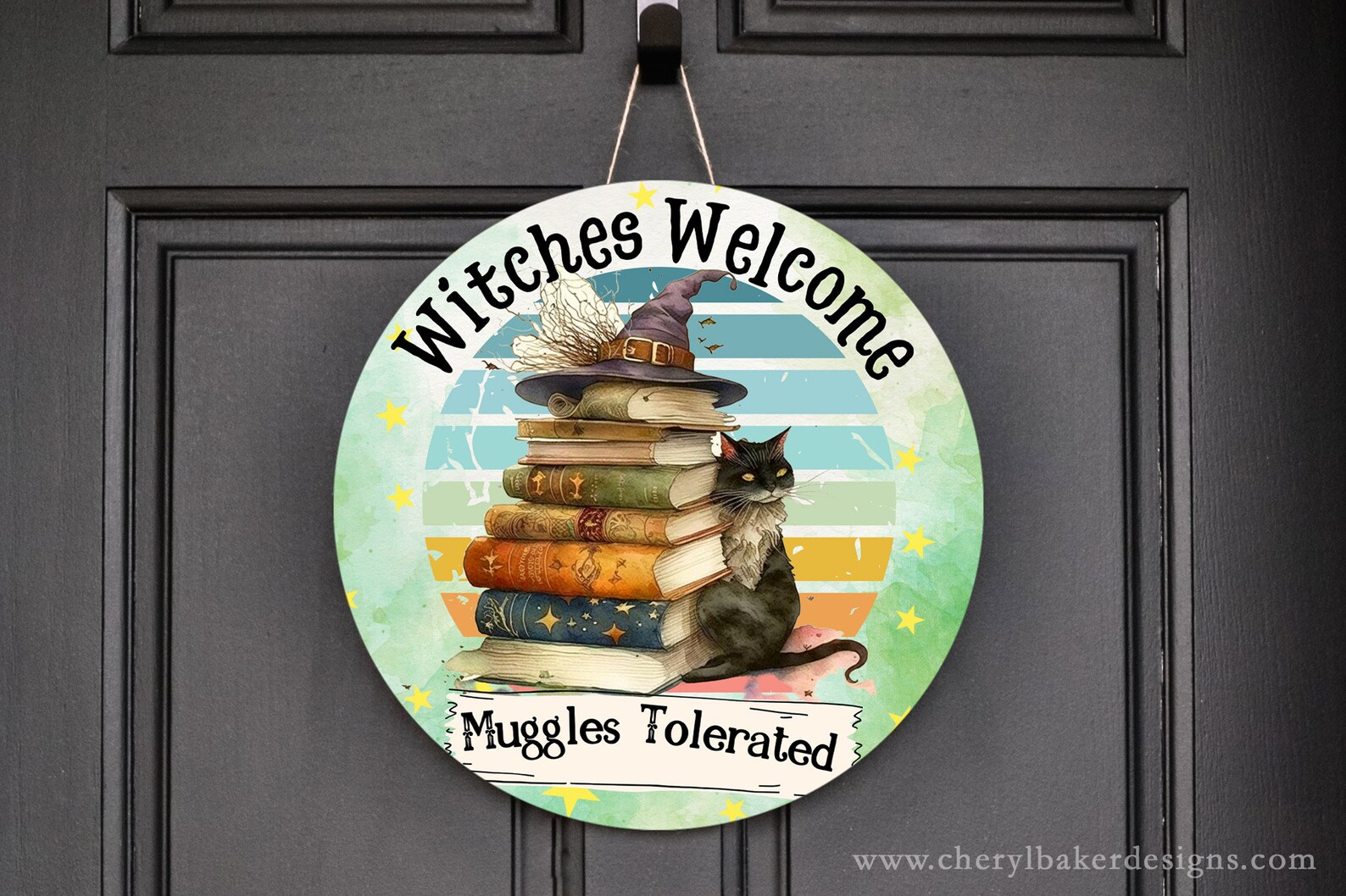 Witches Welcome Sign, Metal Wreath Signs for Halloween, Wiccan Decor ...