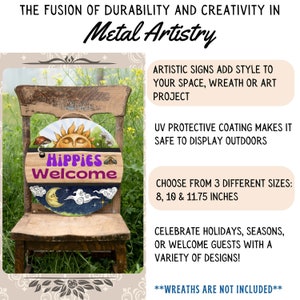 Hippie Welcome Sign Front Door, 70s Nostalgia, Celestial Welcome Sign ...