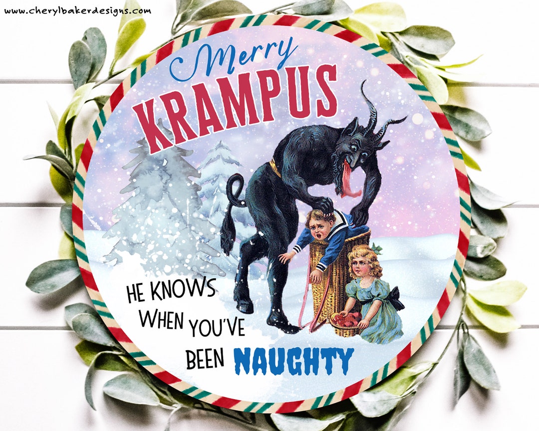 Merry Krampus Christmas Decorations, Happy Krampus, Pagan Door Decor ...
