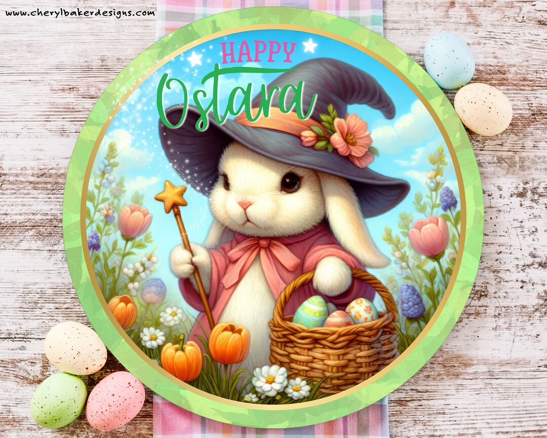 Ostara Bunny Wreath Sign, Ostara Decoration, Happy Ostara Wreath Sign ...