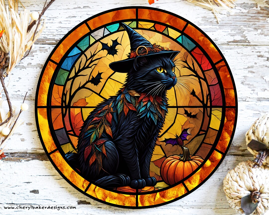 Black Cat Door Hanger, Samhain Decorations, Halloweens Decorations ...