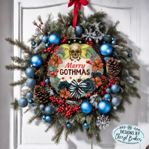 Merry Gothmas Decor, Goth Xmas Decor, Goth Christmas Wreath Sign ...