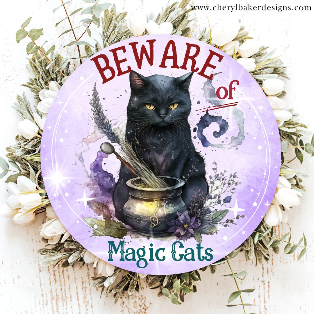 Beware of Cat Sign Cat Signs Outdoor Patio Salem Black Cat - Etsy