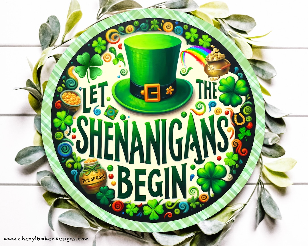 Shenanigans Sign, St. Patricks Day Wreath Signs, St Patricks Day Sign ...