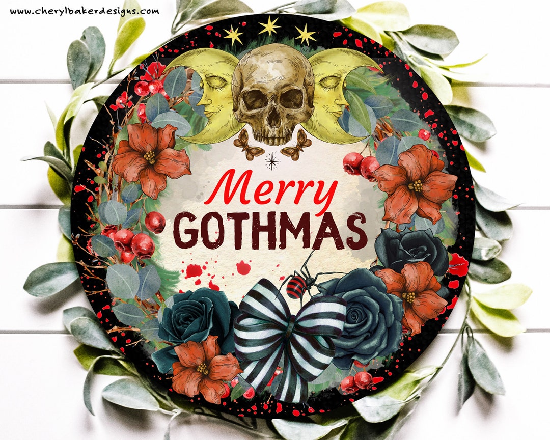 Merry Gothmas Decor, Goth Xmas Decor, Goth Christmas Wreath Sign ...