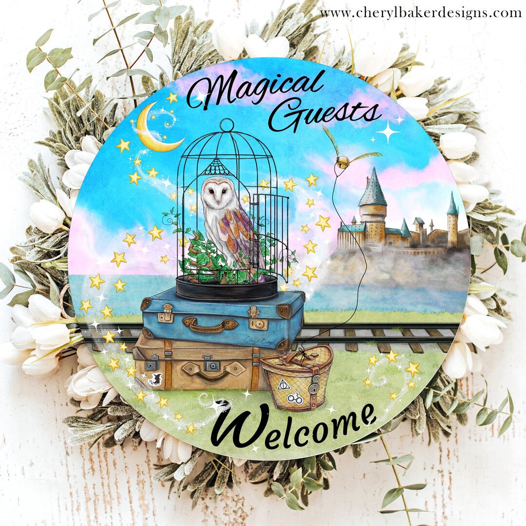 Witchy Decor Wreath Signs, Outdoor Welcome Sign Front Door Decor, Owl ...