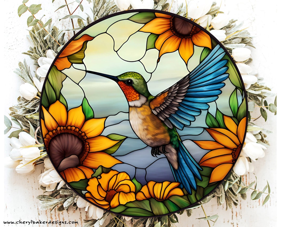 Hummingbird Wreath Sign, 3D Hummingbird Metal Sign, Blue Hummingbird ...