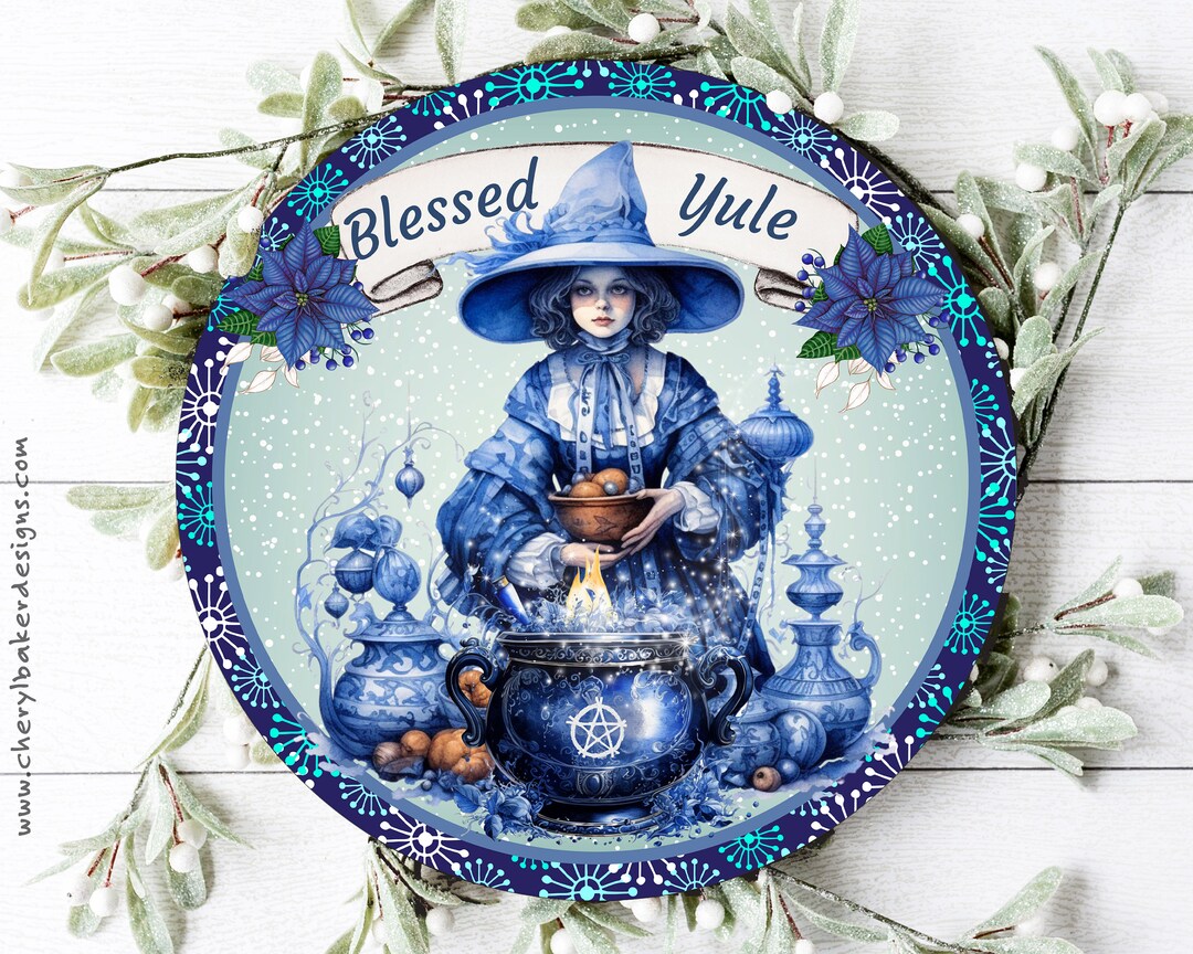 Yule Decoration, Yule Wreath Sign, Yuletide Blessings, Yule Door Signs ...