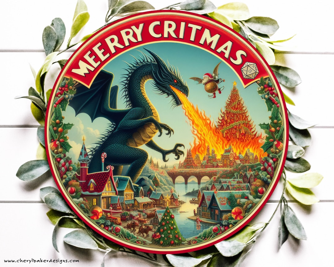 Dnd Door Hanger, Nerdy Welcome Sign, Geek Christmas Sign, Dnd Christmas ...