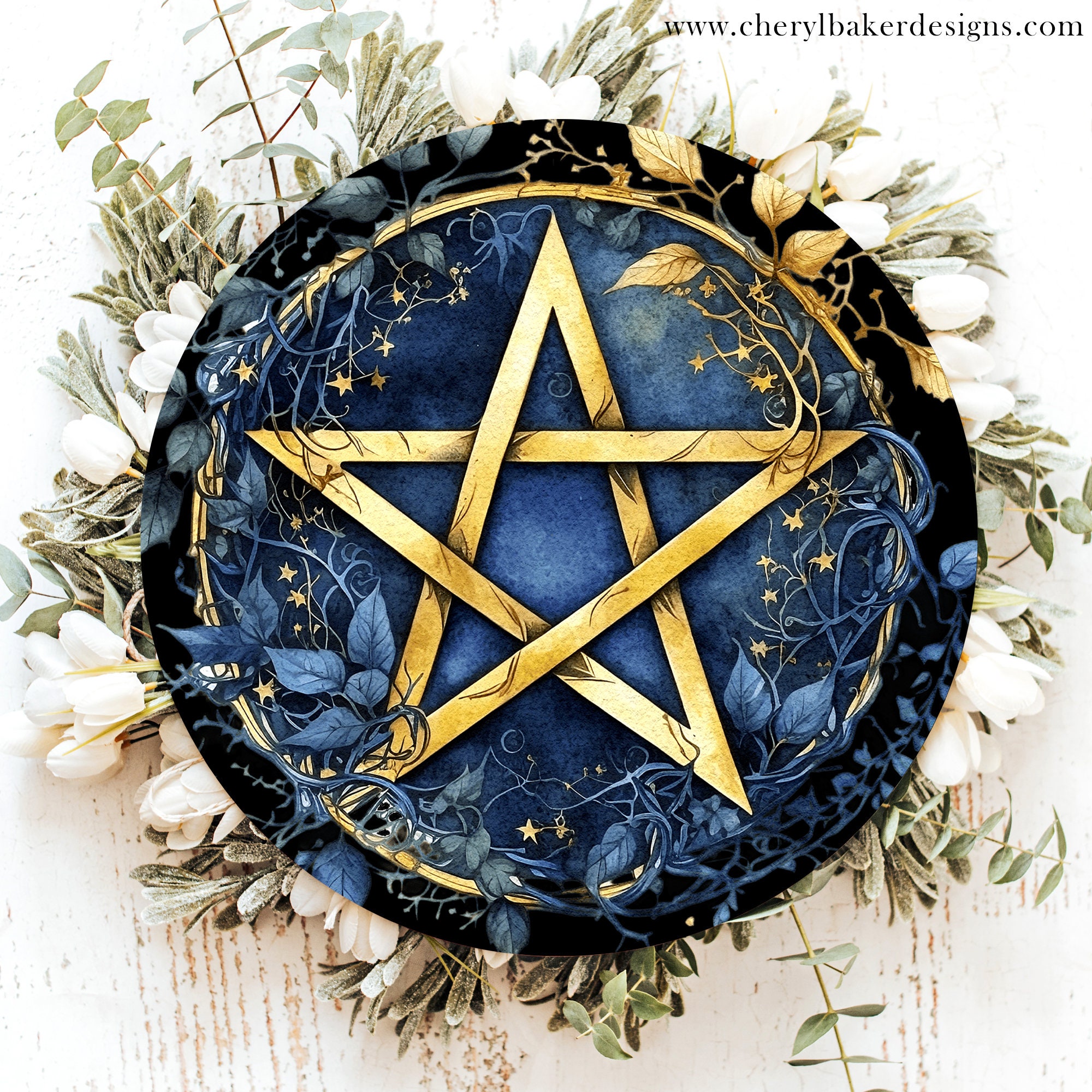Wiccan Star Pentagram Wreath Sign Pentagram Wall Hanging - Etsy