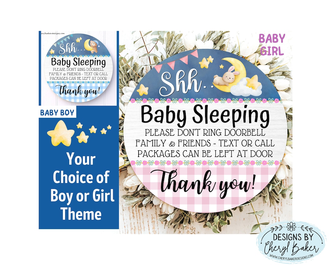 Shh Baby Sleeping Sign, Shhh Baby is Sleeping, Shh Baby Sleeping Door ...