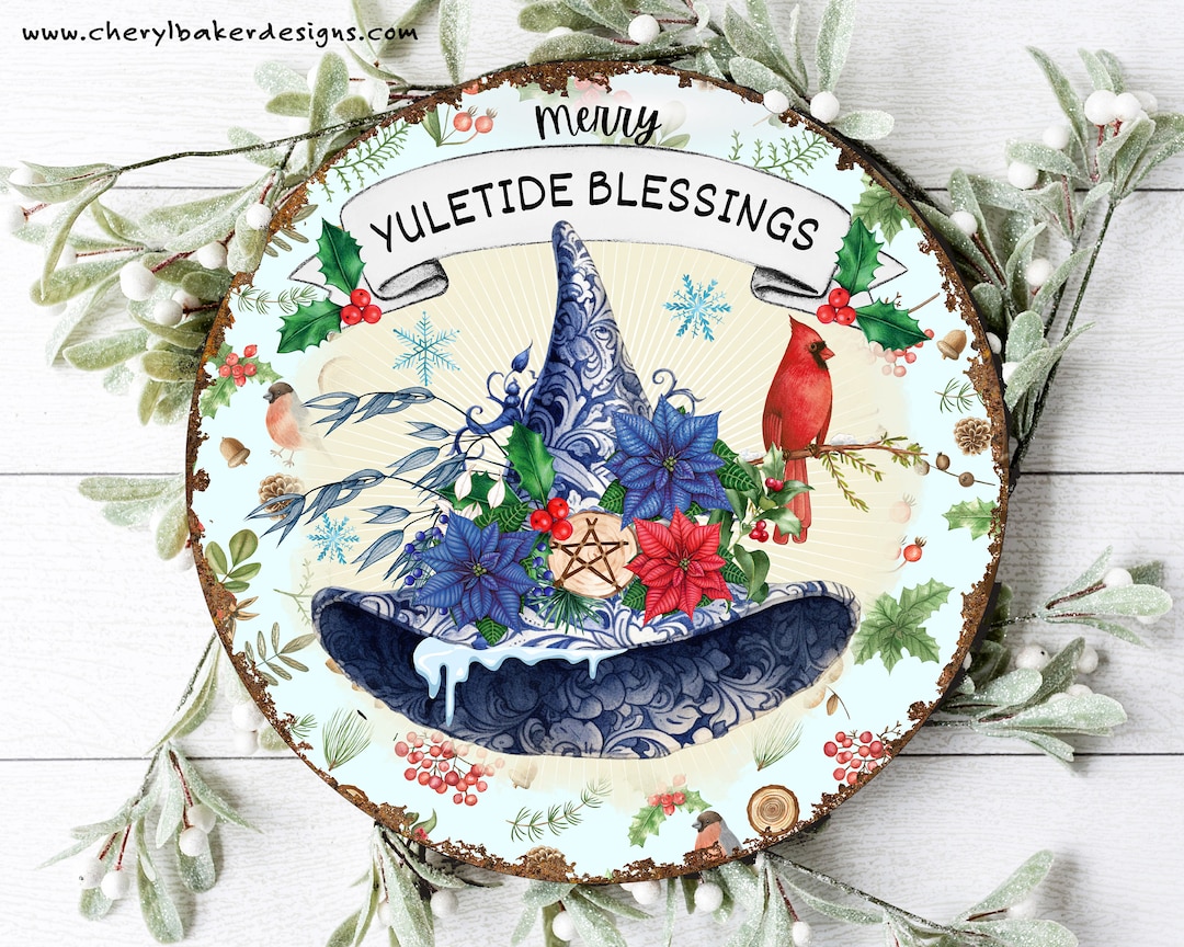Yule Decoration, Yule Wreath Sign, Yuletide Blessings, Yule Door Signs ...