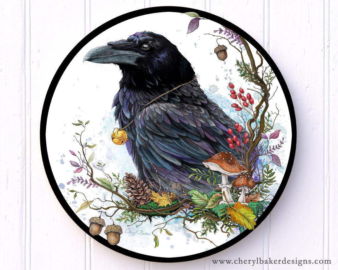 Crow Wall Sign, Metal Wreath Signs, Wreath Attachments, Door Hanger ...