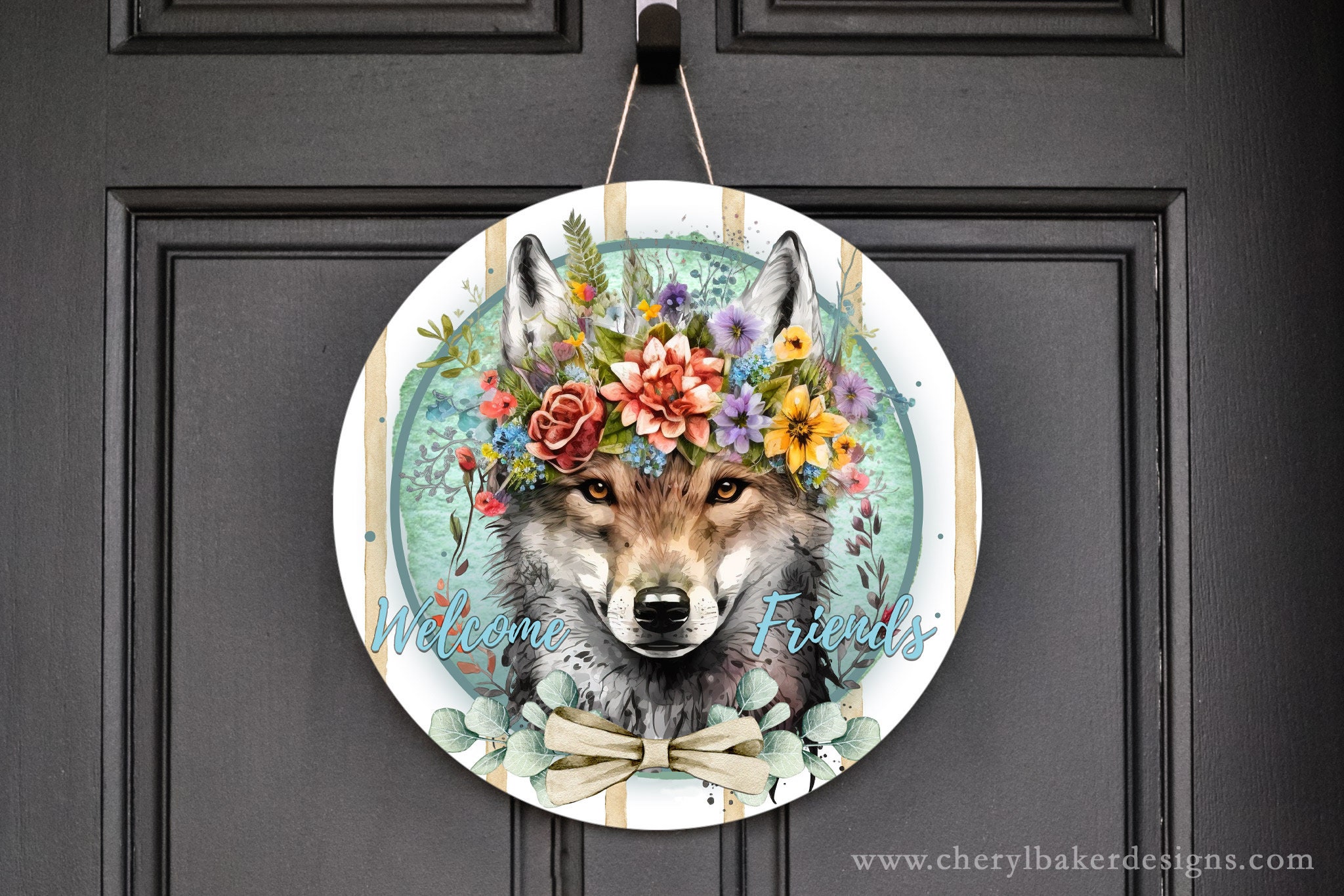Wolf Sign Wolf Wall Art Welcome Door Sign of Forest and - Etsy