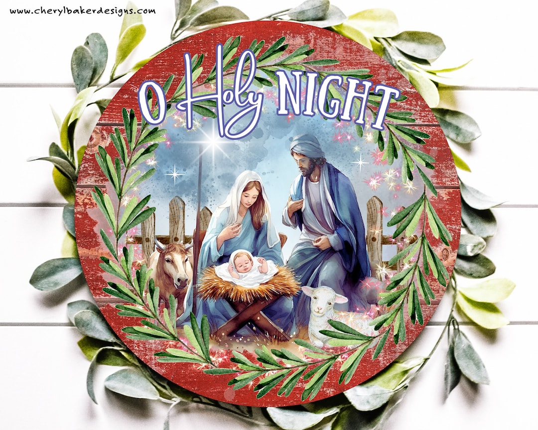 O Holy Night Door Hanger, O Holy Night Sign, Bethlehem Nativity Door ...