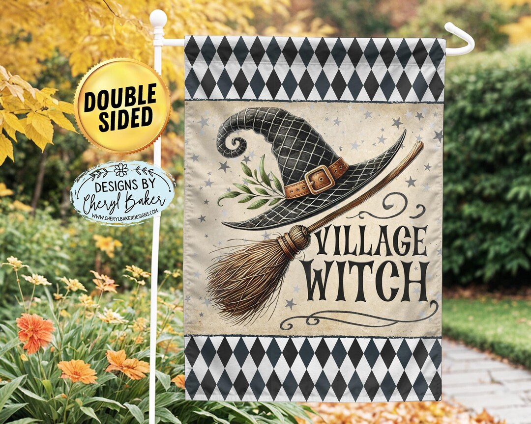 Witch Garden Sign, Witchy Garden Flag Halloween Witch Flag, Pagan ...