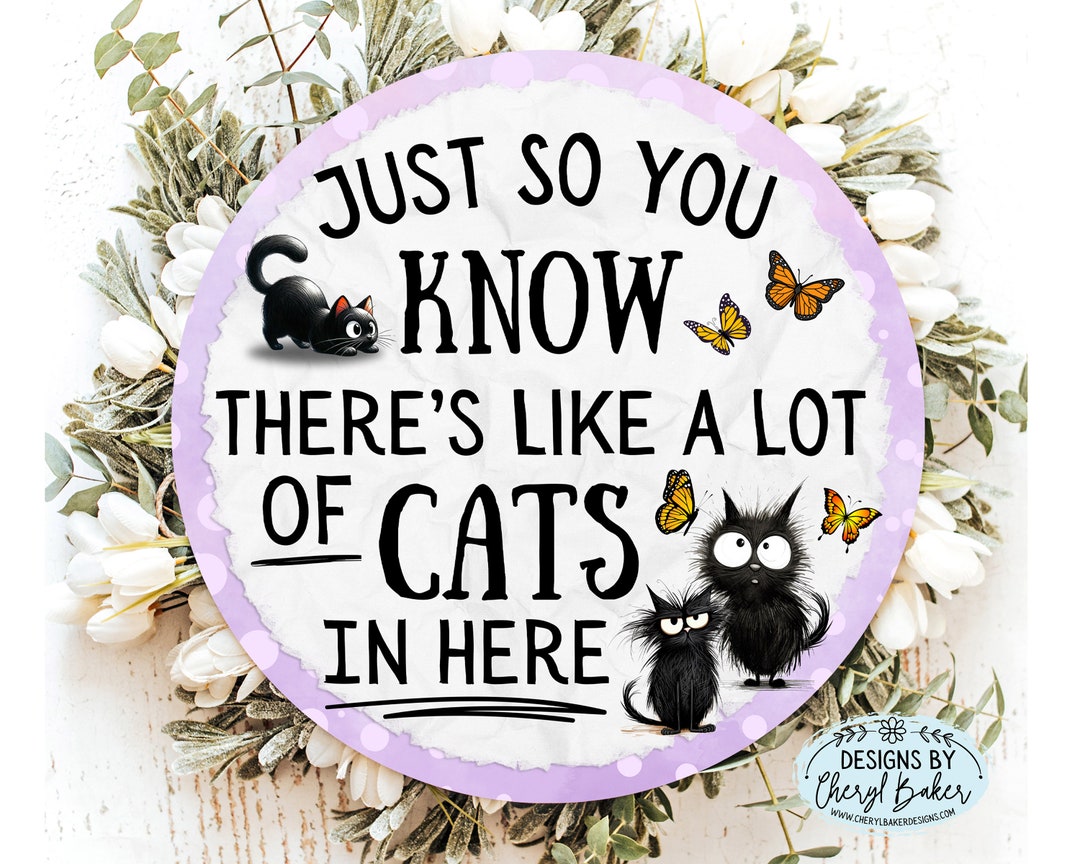 Cat Door Sign, Cat Door Hanger, Black Cat Wreath Sign, Cat Signs for ...