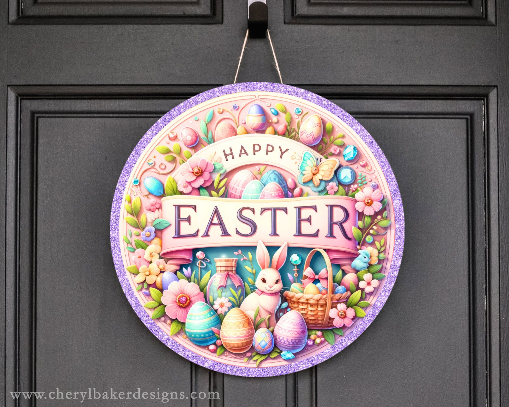 Easter Wreath Signs, Easter Wreath Attachments, Happy Easter Sign for ...