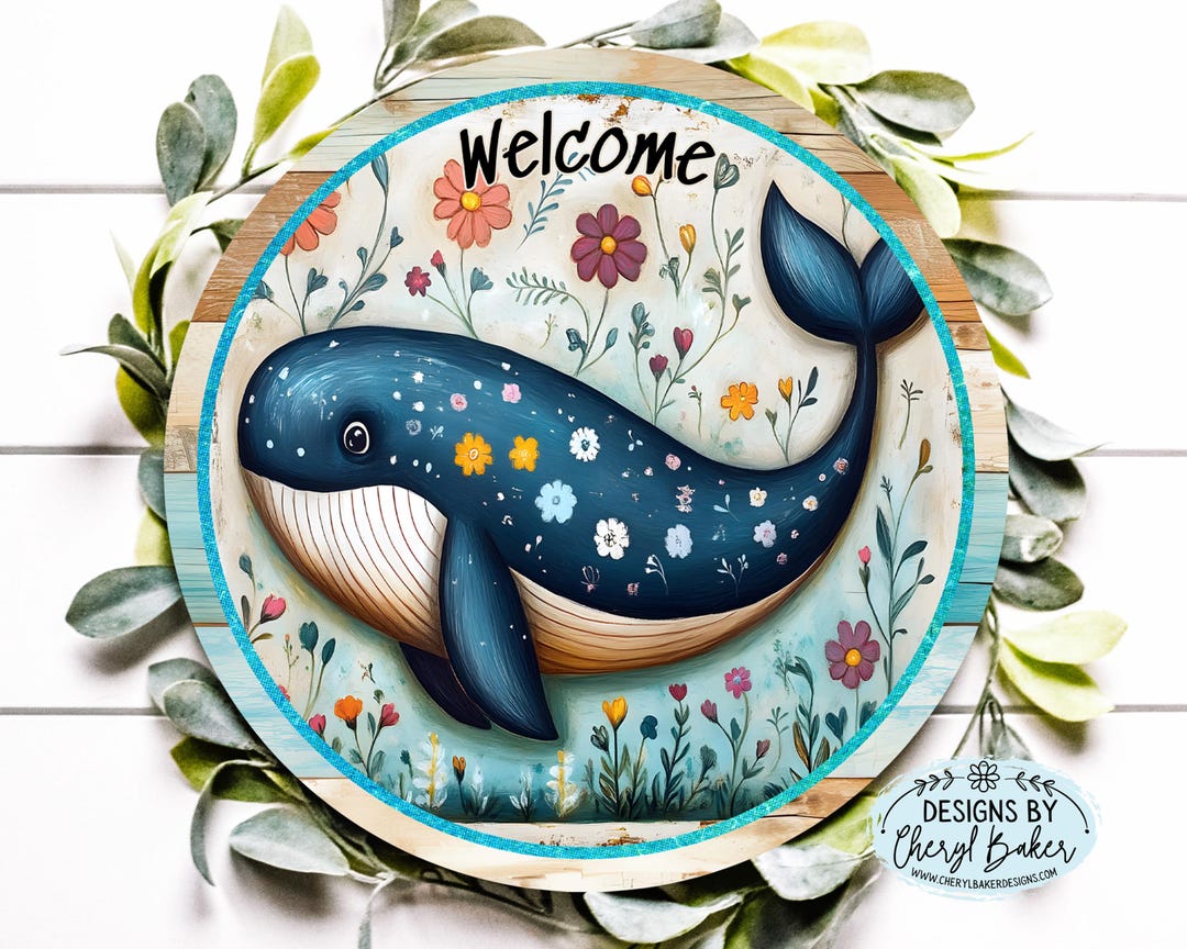 Nautical Welcome Sign, Ocean Welcome Sign, Whale Sign, Nautical Door ...