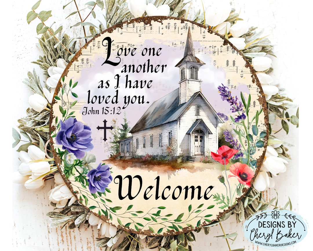 Church Welcome Sign, Christian Wreath Signs, Church Sign for Wreaths ...