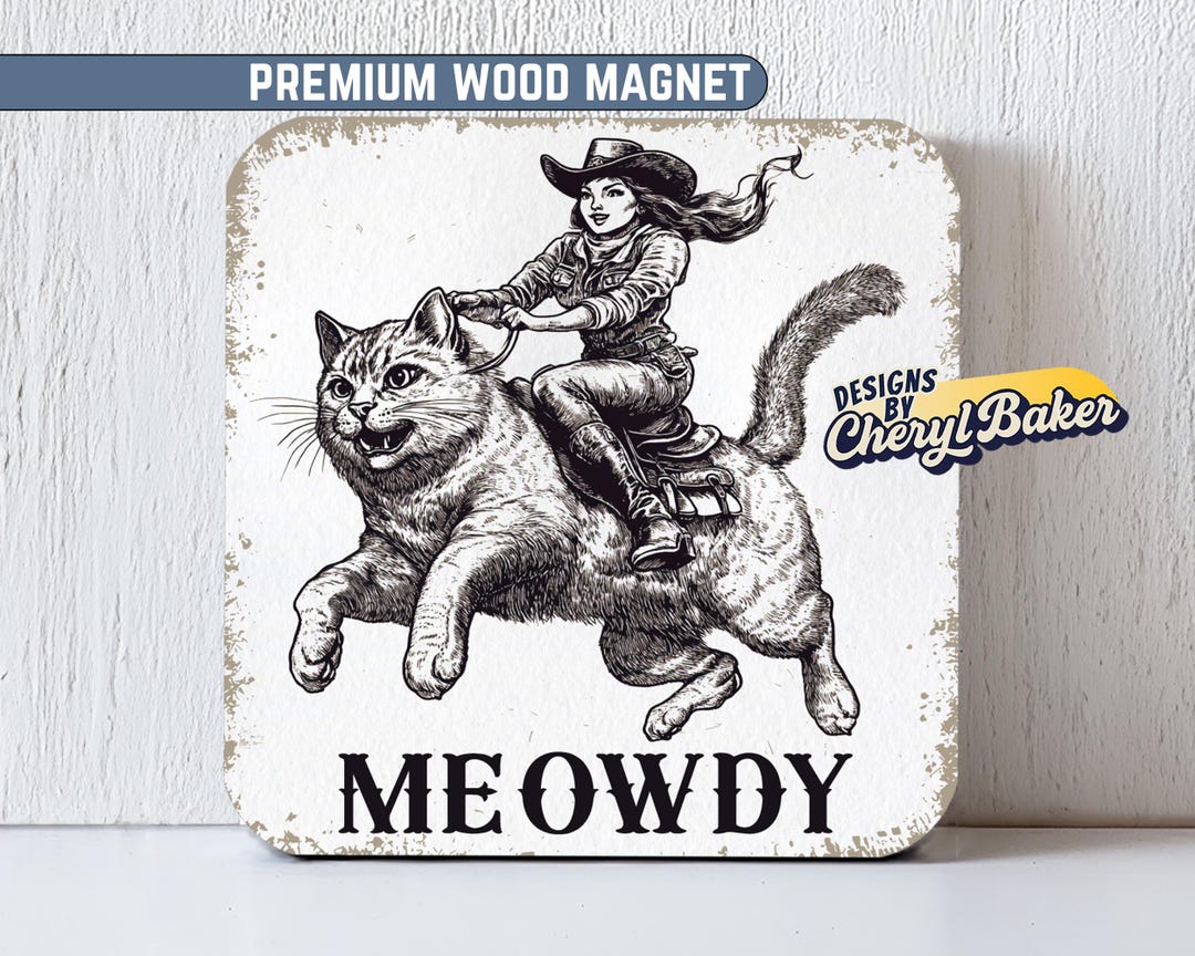 Meowdy Cat Fridge Magnets, Cowboy Magnet, Funny Cat Magnets, Western ...
