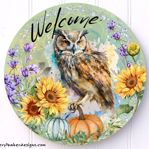Owl Welcome Sign Owls Door Hanger Owl Wreath Signs - Etsy