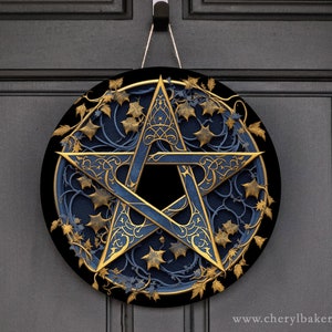 Wiccan Star, Pentagram Wreath Sign, Pentagram Wall Hanging, Pentagram ...