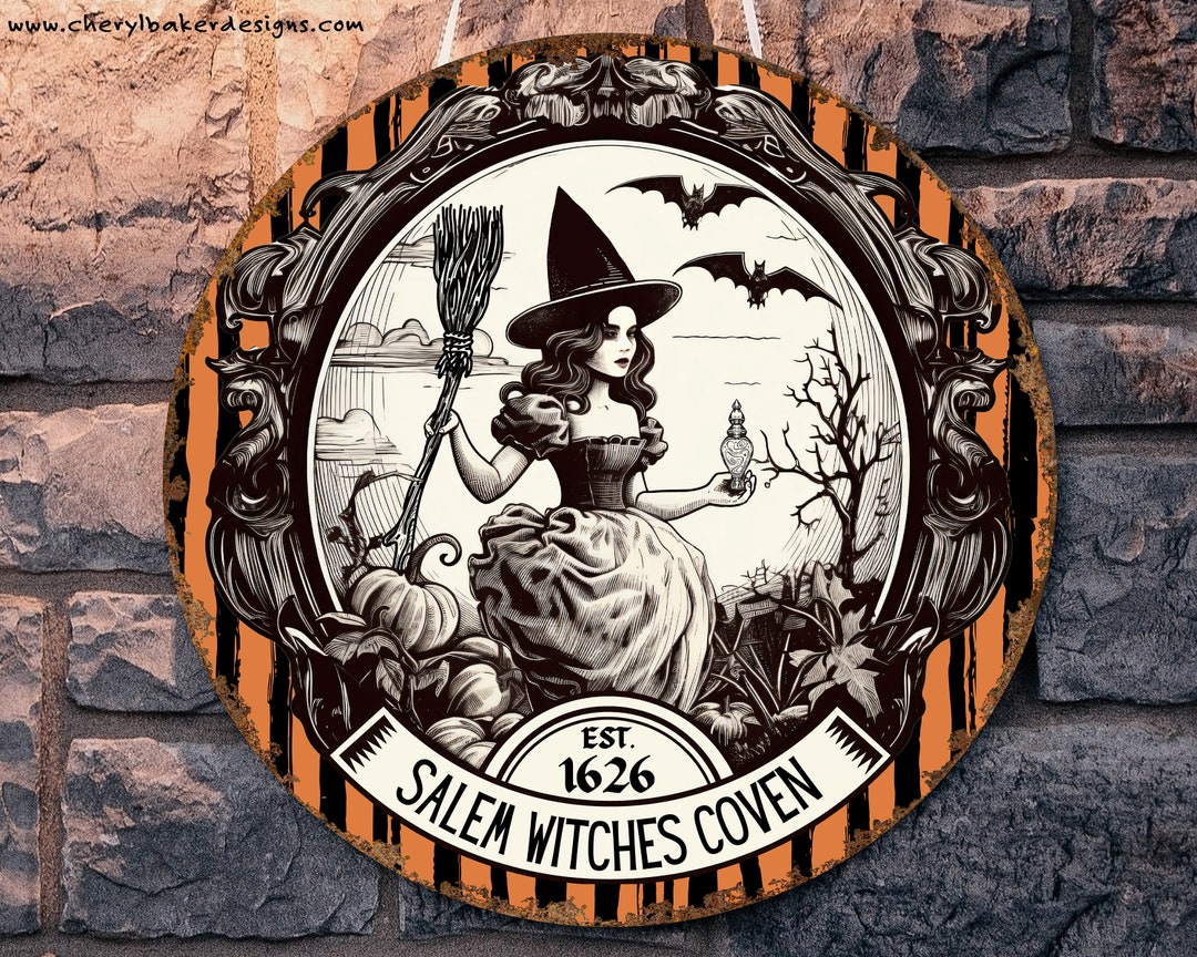 1626 Salem Witches Sign, Salem Halloween Sign, Witch Signs for Wreaths ...