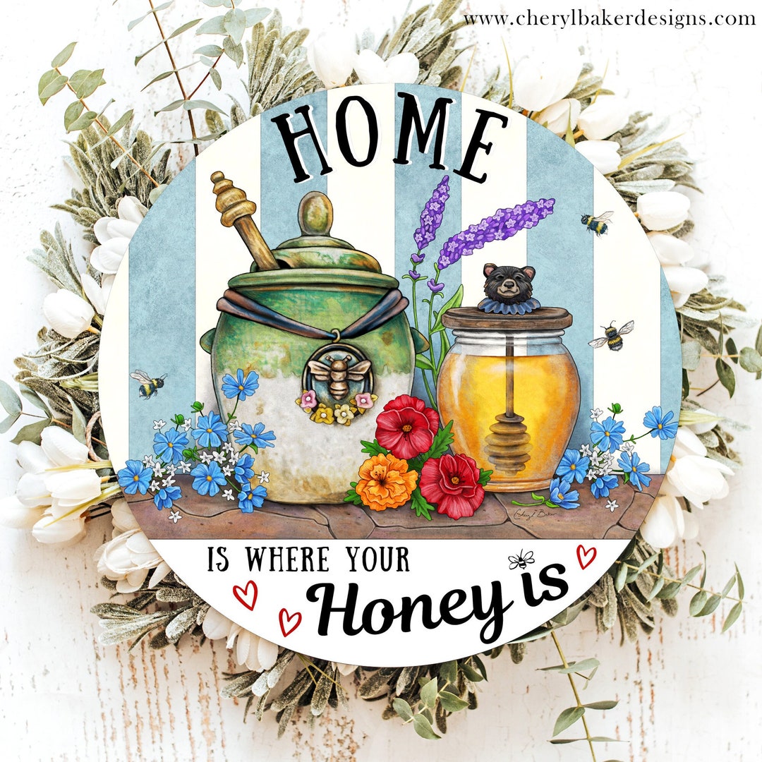 Bee Wreath Signs, Bumble Bee Welcome Sign Front Door Decor, Outdoor ...