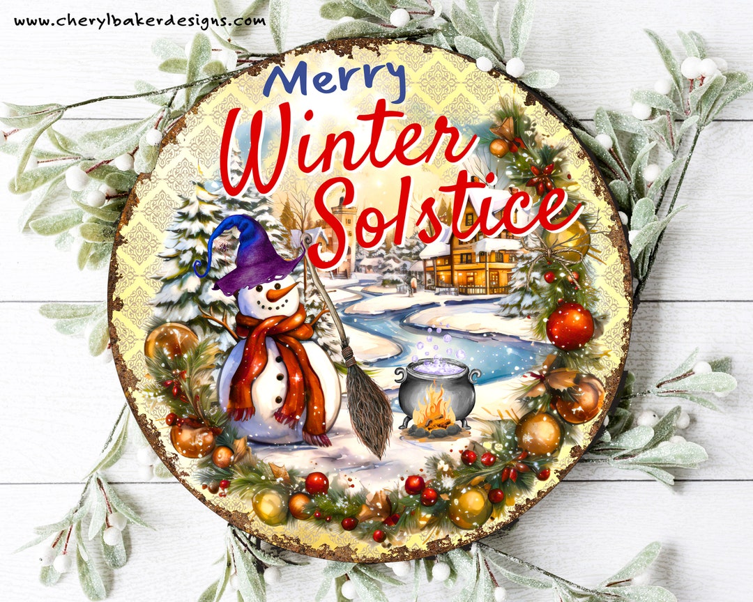 Winter Solstice Wreath Sign, Yule Solstice Ornament, Wiccan Yule Wreath ...