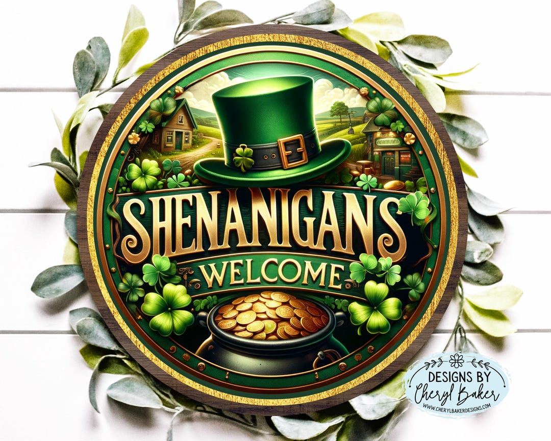 St Patricks Day Wreath Signs, Shenanigans Sign, Irish Sayings Signs ...