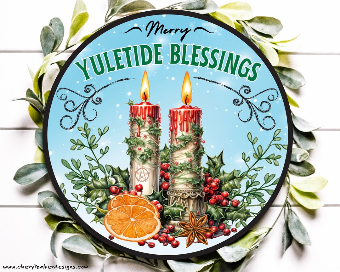 Yule Wreath Sign, Wicca Yule Decor Pagan, Yule Decoration, Yuletide ...