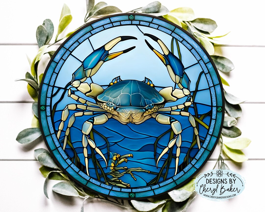 Blue Crab Signs, Crab Door Hanger, Coastal Door Sign, Ocean Door Hanger ...