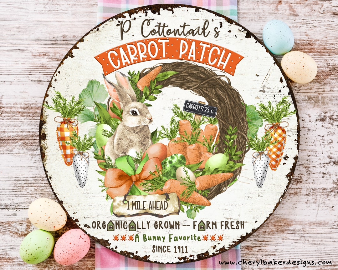 Easter Wreath Sign, Carrot Patch Sign, Easter Decor, Easter Sign, Bunny ...