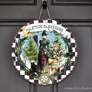 Yule Wreath Sign, Wicca Yule Decor Pagan, Yule Decoration, Yuletide ...