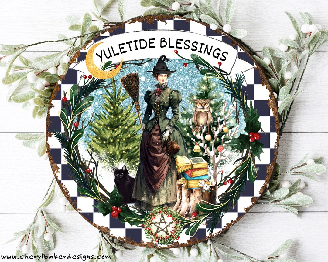 Yule Wreath Sign, Wicca Yule Decor Pagan, Yule Decoration, Yuletide ...