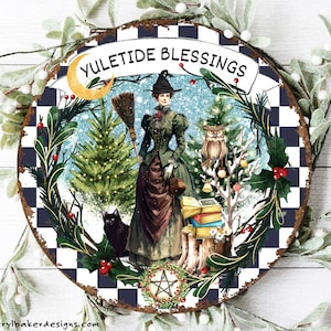 Yule Wreath Sign, Wicca Yule Decor Pagan, Yule Decoration, Yuletide ...