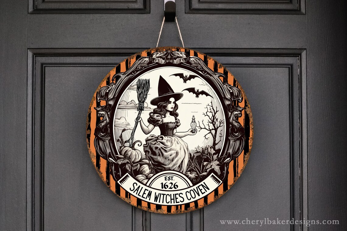 1626 Salem Witches Sign, Salem Halloween Sign, Witch Signs for Wreaths ...