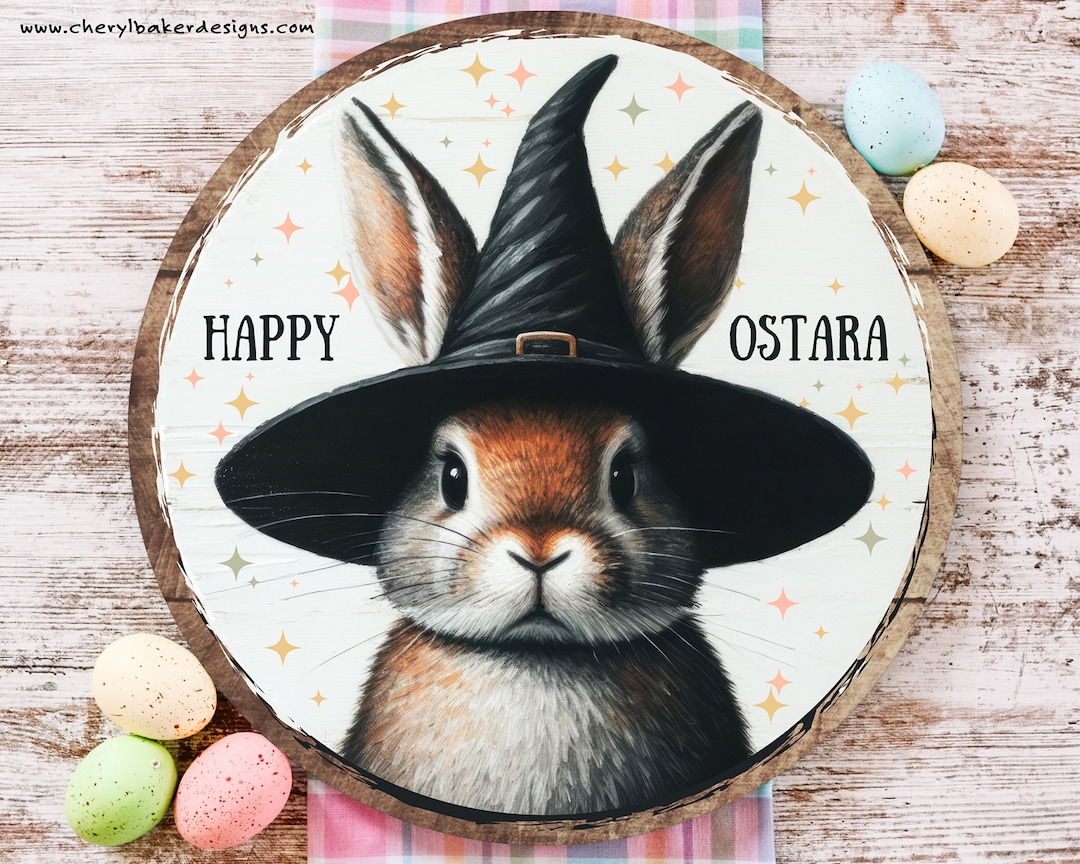 Ostara Wreath Sign, Ostara Decor, Happy Ostara Bunny, Ostara Painting ...