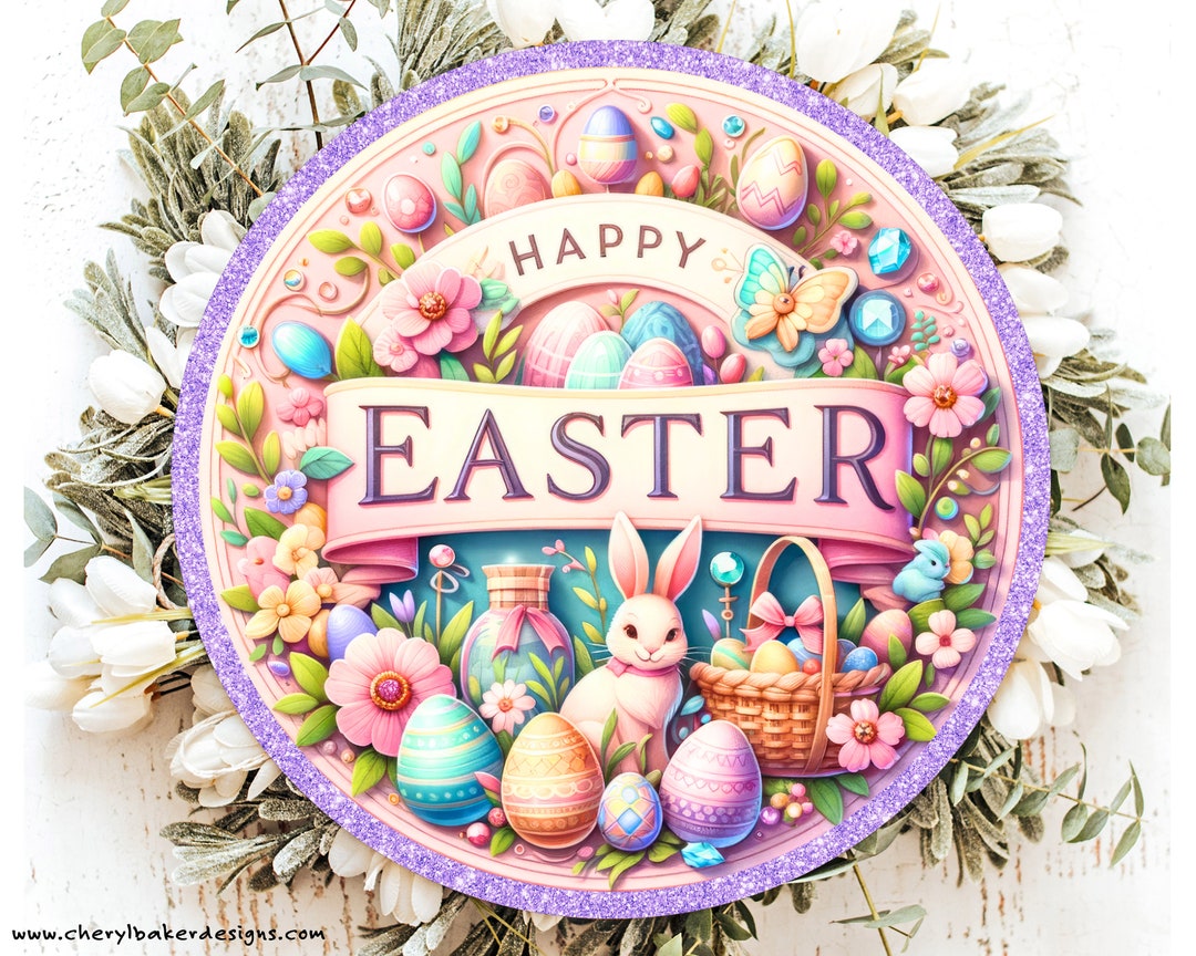 Easter Wreath Signs, Easter Wreath Attachments, Happy Easter Sign for ...
