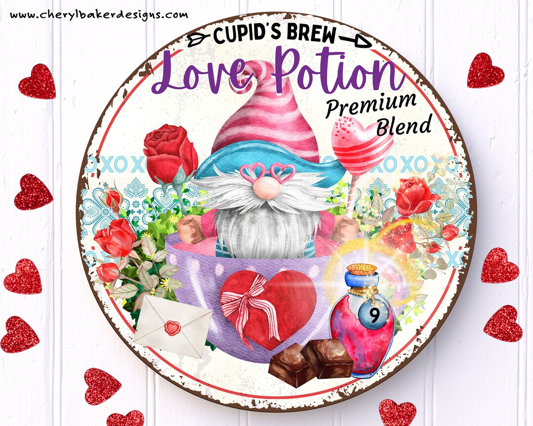 Cupid Sign for Wreath, Adorable Door Decor, Witchy Valentines Day Tin ...