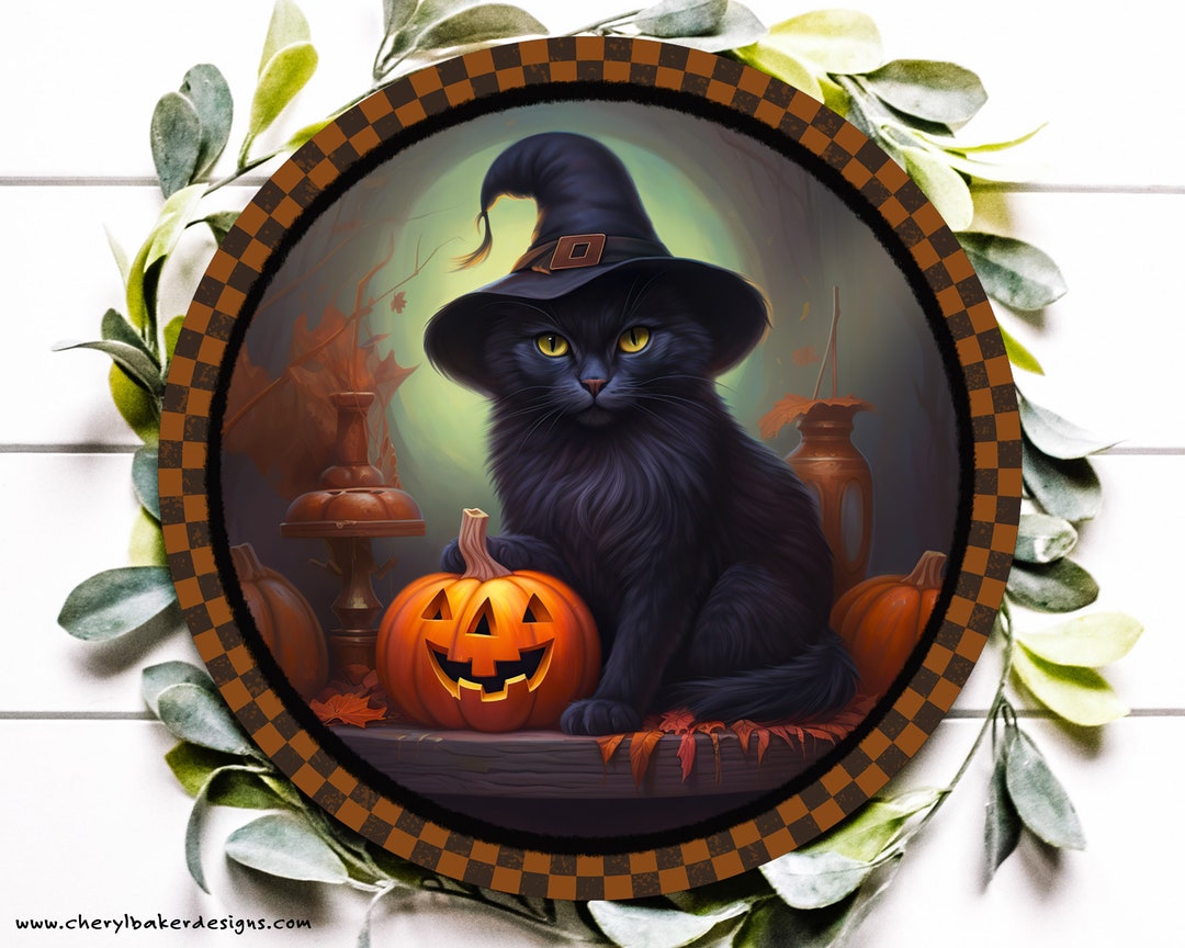 Samhain Decor, Wiccan Decor Samhain, Fall Door Hangers, Cat Halloween ...