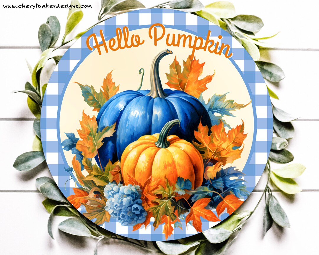 Hello Pumpkin Signs, Fall Round Welcome Sign, Pumpkin Wreath ...