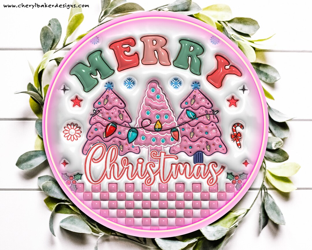 Pink Merry Christmas Sign, Merry Pink Christmas Sign, Christmas Wreath ...